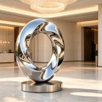 China Mirror Polished Customizable Weather-Resistant Twisted Loop Abstract Ring Sculpture for sale