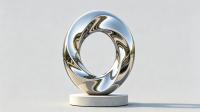 China Mirror Polished Customizable Weather-Resistant Twisted Loop Abstract Ring Sculpture for sale