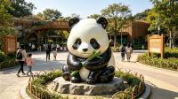 China Life Size UV Resistant Customizable Fiberglass Panda Sculpture for Outdoor Landmarks for sale