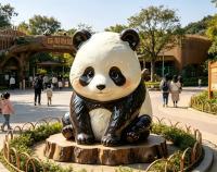 China Life Size UV Resistant Customizable Fiberglass Panda Sculpture for Outdoor Landmarks for sale