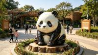 China Life Size UV Resistant Customizable Fiberglass Panda Sculpture for Outdoor Landmarks for sale