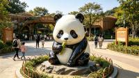 China Life Size UV Resistant Customizable Fiberglass Panda Sculpture for Outdoor Landmarks for sale