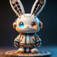 China Customizable LED Lighting Fiberglass Sculpture with Automotive Grade Paint and Waterproof IP65 Robot Rabbit Statue for sale