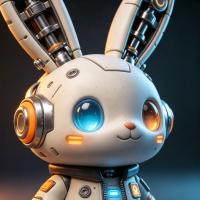 China Customizable LED Lighting Fiberglass Sculpture with Automotive Grade Paint and Waterproof IP65 Robot Rabbit Statue for sale