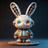 China Customizable LED Lighting Fiberglass Sculpture with Automotive Grade Paint and Waterproof IP65 Robot Rabbit Statue for sale