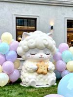 China Customized Color Weather Resistant Hand-painted Fiberglass Sculpture Cartoon Animal Statue for Outdoor Art Installation for sale