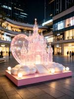 China Valentine’s Day LED Fiberglass Love Sculpture with Automotive Grade Paint and Waterproof LED Light System Customizable Dimensions for sale
