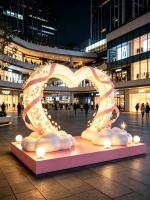 China Valentine’s Day LED Fiberglass Love Sculpture with Automotive Grade Paint and Waterproof LED Light System Customizable Dimensions for sale