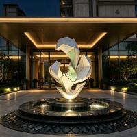 China Abstract Floral Stainless Steel Sculpture with RGB DMX 512 Lighting and IP65 Waterproof for Customizable Height Landscape Art for sale