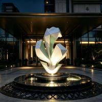 China Abstract Floral Stainless Steel Sculpture with RGB DMX 512 Lighting and IP65 Waterproof for Customizable Height Landscape Art for sale