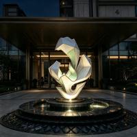 China Abstract Floral Stainless Steel Sculpture with RGB DMX 512 Lighting and IP65 Waterproof for Customizable Height Landscape Art for sale