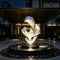 China Abstract Floral Stainless Steel Sculpture with RGB DMX 512 Lighting and IP65 Waterproof for Customizable Height Landscape Art for sale