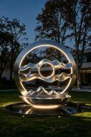 China Minimalist Circular Mountain Water Stainless Steel Sculpture for Outdoor Landscape Art with Premium 304 or 316 Stainless Steel and Customized Dimensions for sale