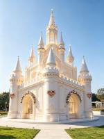 China Customized Color Weather-Resistant Fiberglass Dreamy Castle Sculpture with Built-In Lighting for Commercial Spaces for sale
