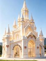China 12m Large Scale Dream Castle Sculpture with Colorful Gradient Decorations and Built-in LED Lighting for Commercial Landmark Installation for sale