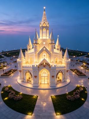 China 12m Large Scale Dream Castle Sculpture with Colorful Gradient Decorations and Built-in LED Lighting for Commercial Landmark Installation for sale