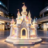 China 12m Large Scale Dream Castle Sculpture with Colorful Gradient Decorations and Built-in LED Lighting for Commercial Landmark Installation for sale
