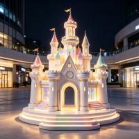 China 12m Large Scale Dream Castle Sculpture with Colorful Gradient Decorations and Built-in LED Lighting for Commercial Landmark Installation for sale