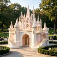 China Fairytale Castle Sculpture with 304/316 Stainless Steel and Automotive Grade Paint for sale