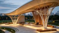 China Modern Stainless Steel Park Pavilion with Customizable LED Lighting for Outdoor Shelters for sale