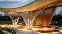 China Modern Stainless Steel Park Pavilion with Customizable LED Lighting for Outdoor Shelters for sale