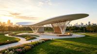 China Modern Stainless Steel Park Pavilion with Customizable LED Lighting for Outdoor Shelters for sale