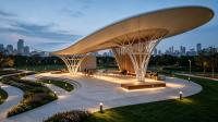 China Modern Stainless Steel Park Pavilion with Customizable LED Lighting for Outdoor Shelters for sale