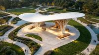 China Modern Stainless Steel Park Pavilion with Customizable LED Lighting for Outdoor Shelters for sale