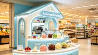 China Custom Fiberglass Ice Cream Pop-up Kiosk with Automotive Grade Paint and Weather Resistant Design for Malls & Theme Parks for sale