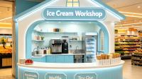 China Custom Fiberglass Ice Cream Pop-up Kiosk with Automotive Grade Paint and Weather Resistant Design for Malls & Theme Parks for sale