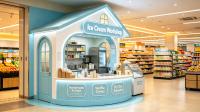China Custom Fiberglass Ice Cream Pop-up Kiosk with Automotive Grade Paint and Weather Resistant Design for Malls & Theme Parks for sale