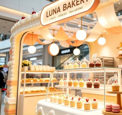 China Custom Fiberglass Bakery Kiosk - Weather-Resistant 7.2m Height Dessert Shop Booth for Malls for sale