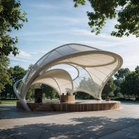 China Custom Stainless Steel Tensile Membrane Pavilion with High-Performance PVDF Canopy for Multifunctional Public Spaces for sale