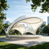 China Custom Stainless Steel Tensile Membrane Pavilion with High-Performance PVDF Canopy for Multifunctional Public Spaces for sale