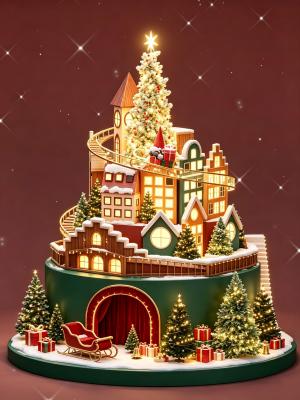 China Customizable Christmas Village Installation with Premium Fiberglass Construction and Integrated Warm LED Lighting for sale