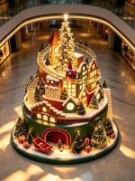 China Customizable Christmas Village Installation with Premium Fiberglass Construction and Integrated Warm LED Lighting for sale