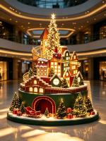 China Customizable Christmas Village Installation with Premium Fiberglass Construction and Integrated Warm LED Lighting for sale