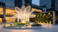 China Interactive Giant Blooming Flower Art Installation with RGB DMX 512 Lighting and Automotive Grade Paint for sale