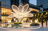 China Interactive Giant Blooming Flower Art Installation with RGB DMX 512 Lighting and Automotive Grade Paint for sale