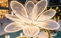 China Interactive Giant Blooming Flower Art Installation with RGB DMX 512 Lighting and Automotive Grade Paint for sale