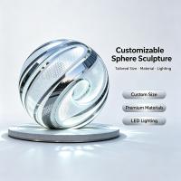 China Custom Large Hollow-Cut Stainless Steel Sphere Light Sculpture with RGB DMX 512 and IP65 Waterproof Base for sale
