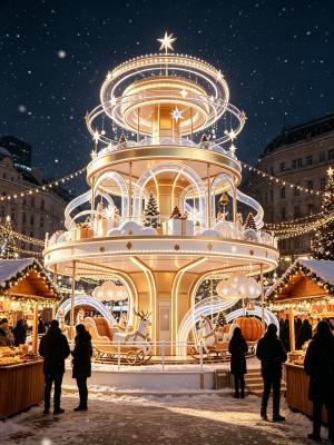 China Interactive 15M High Christmas Carousel Holiday Installation with Precision Compression Molding for sale
