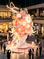 China Customized Interactive Floral Vase Sculpture with IP65 Waterproof LED Lighting for Commercial Art Installation for sale