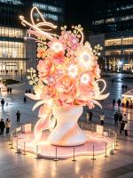 China Customized Interactive Floral Vase Sculpture with IP65 Waterproof LED Lighting for Commercial Art Installation for sale