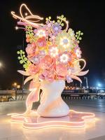 China Customized Interactive Floral Vase Sculpture with IP65 Waterproof LED Lighting for Commercial Art Installation for sale