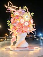China Customized Interactive Floral Vase Sculpture with IP65 Waterproof LED Lighting for Commercial Art Installation for sale
