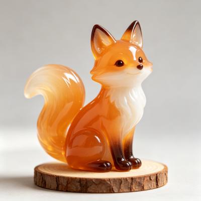 China 20cm Tall Lifelike Animal Contours Fox Tabletop Sculpture in Durable Fiberglass Resin for sale