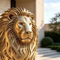 China 304 Stainless Steel Hollow-Cut Lion Sculpture Landscape Light with IP65 Waterproof LED for Outdoor Art for sale