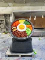 China Giant Bibimbap Stone Bowl Fiberglass Sculpture with Customized Color Built-in LED Light and UV-Resistant Finish for sale
