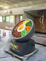 China Giant Bibimbap Stone Bowl Fiberglass Sculpture with Customized Color Built-in LED Light and UV-Resistant Finish for sale